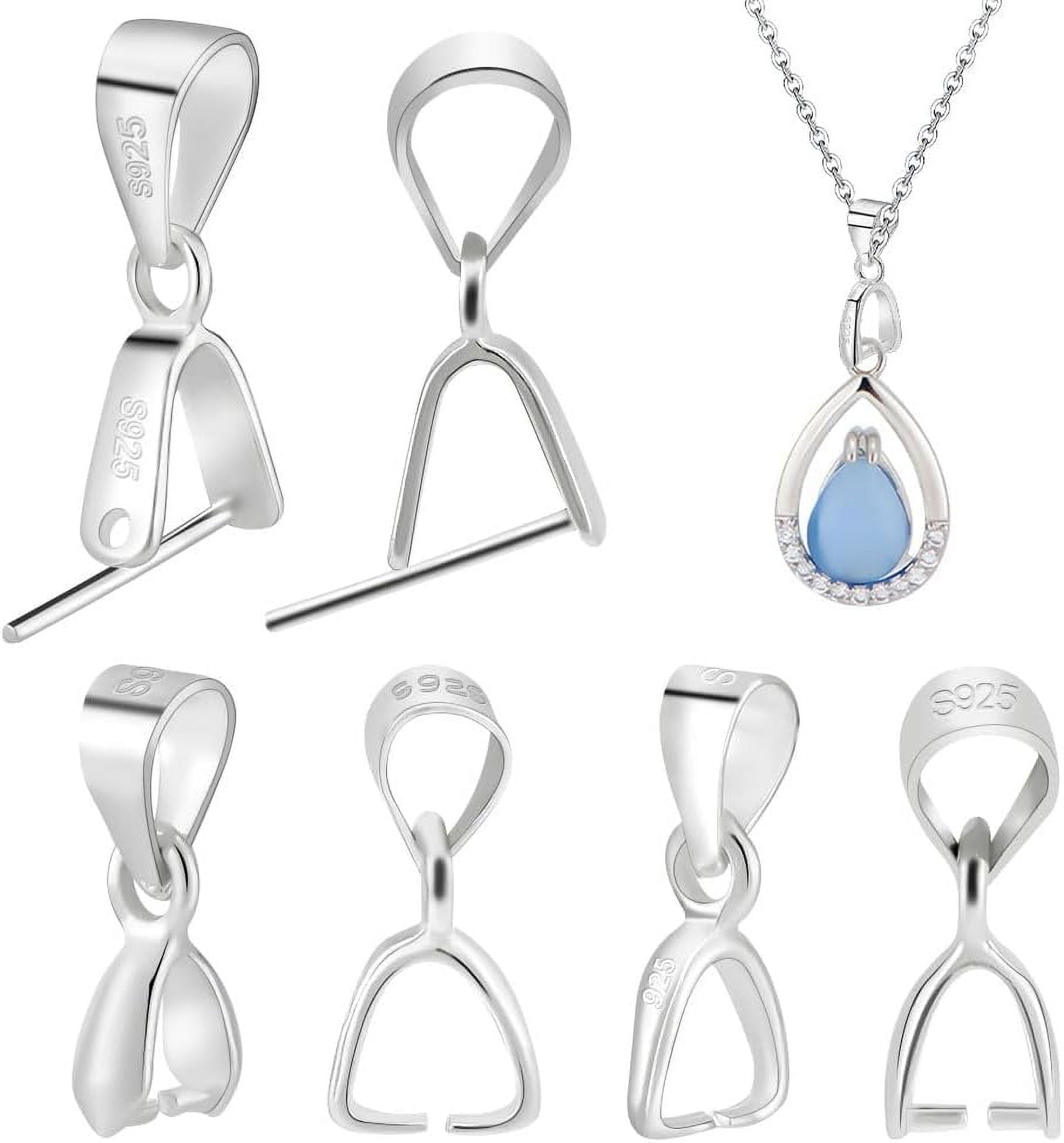 Sterling Silver Snap On Bails Hook Pendant Clasps Open Pinch Clip Bail ...