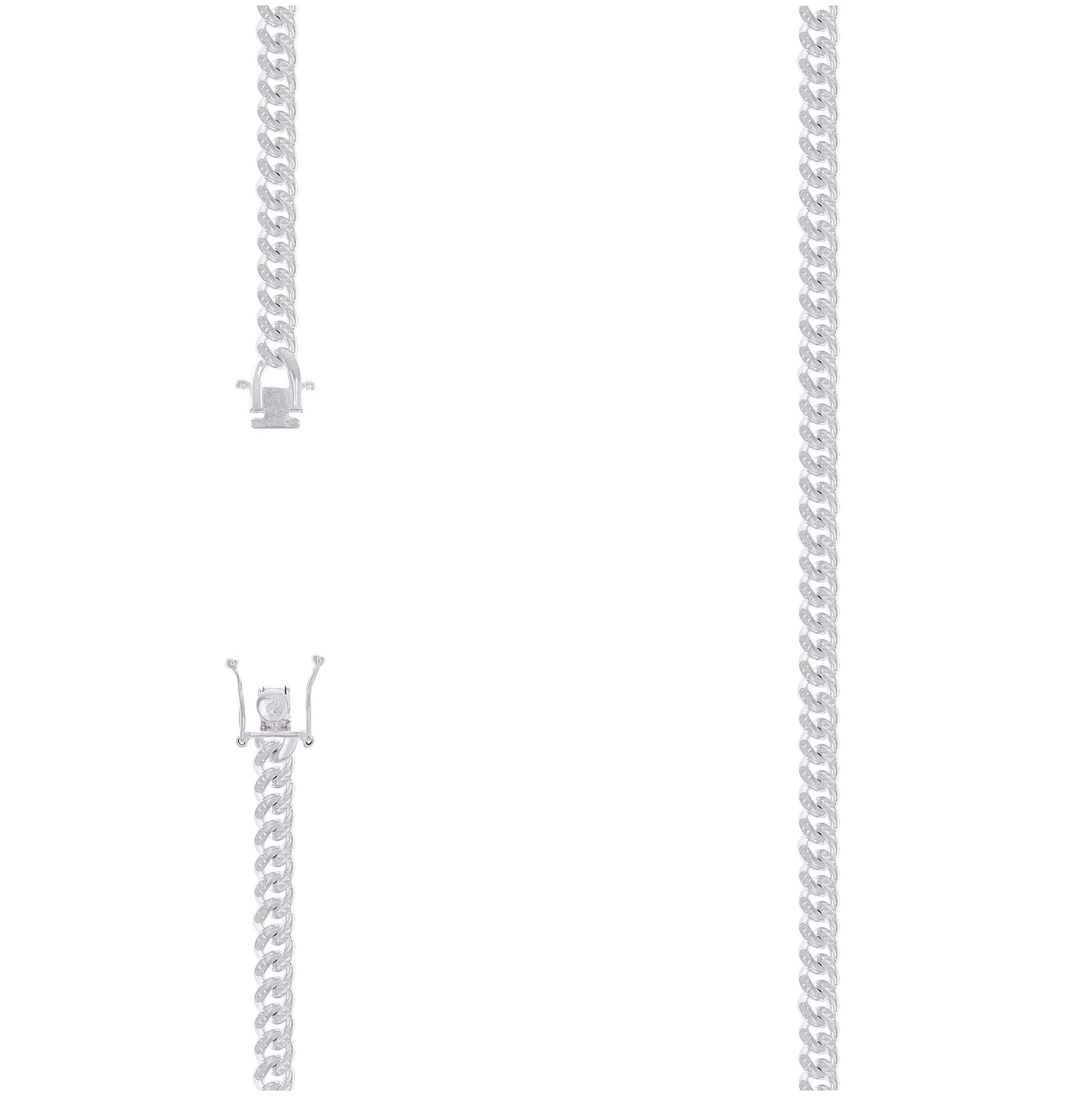 Sterling Silver Solid Miami Cuban Pyramid Chain Rhodium 150 4.9mm-8 ...