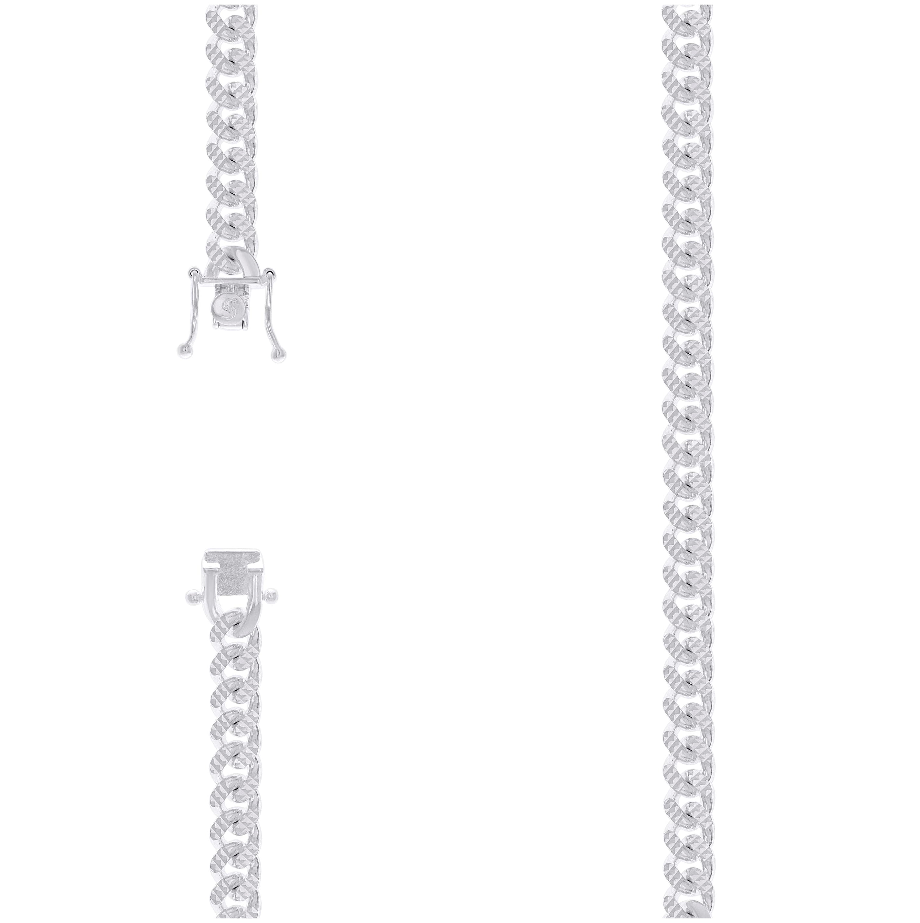 Sterling Silver Solid Miami Cuban Pyramid Chain Rhodium 200 7mm-7 ...