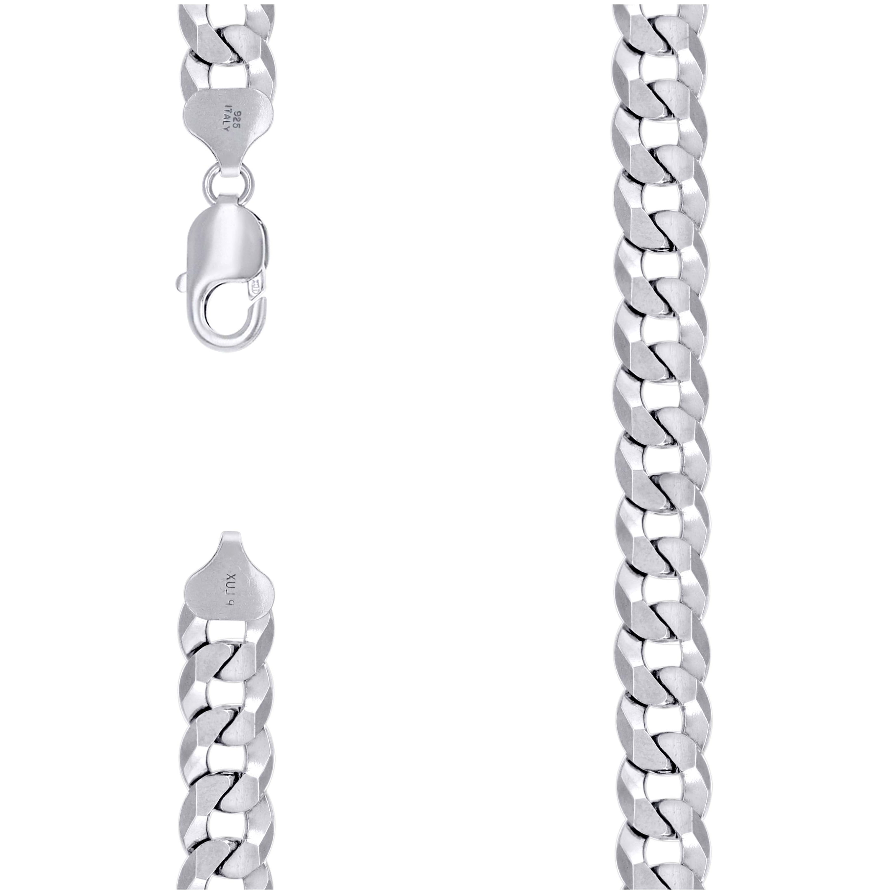 Sterling Silver Solid Super Flat Cuban Chain Rhodium 300 10.8mm-18 ...