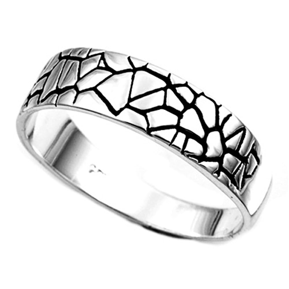 Sterling Silver Spider Web Patterned Band Ring 6mm ( Size 5 to 9 ...
