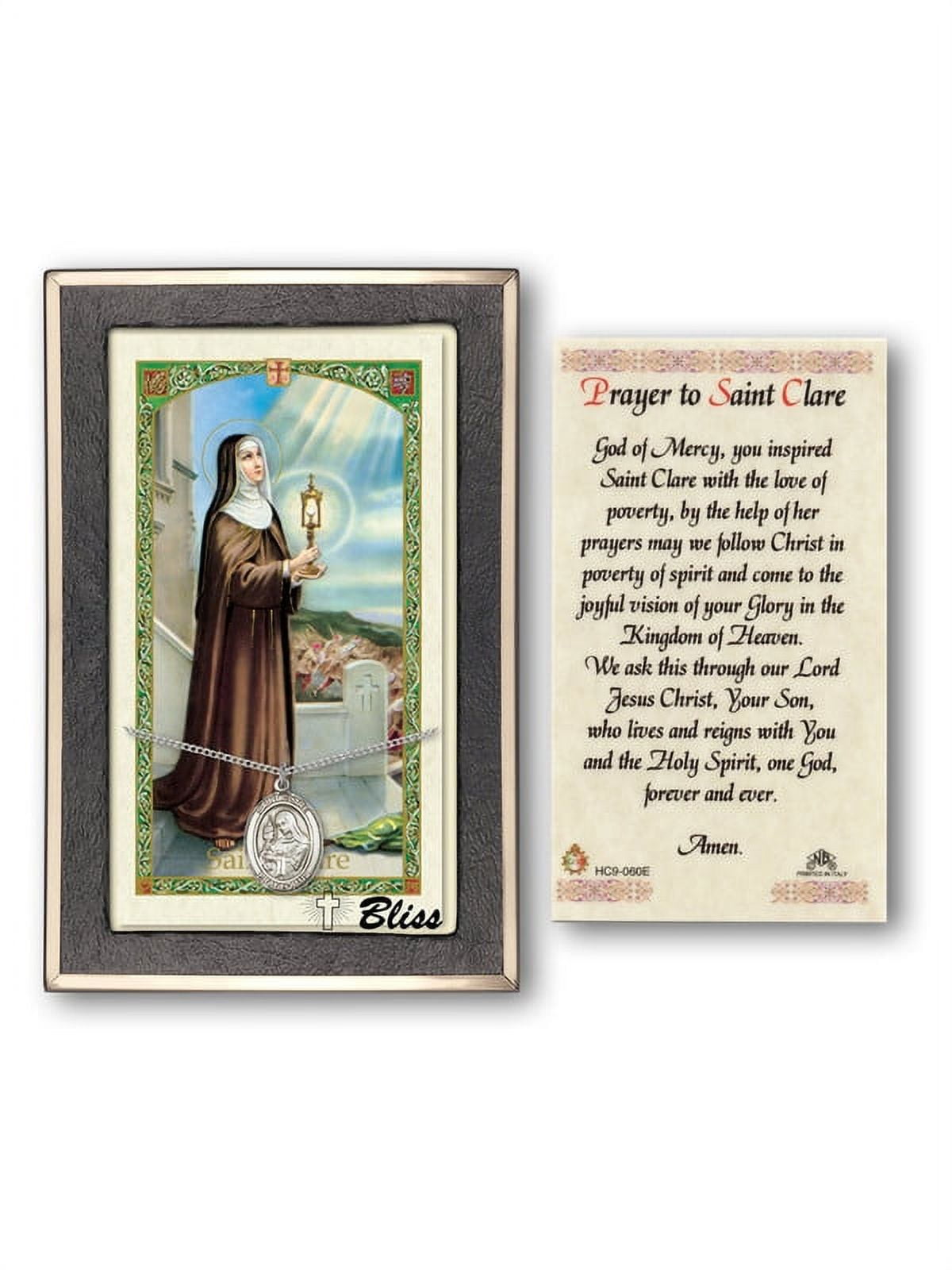 Sterling Silver St. Clare of Assisi medal on an 18 inch Lite Curb Chain ...