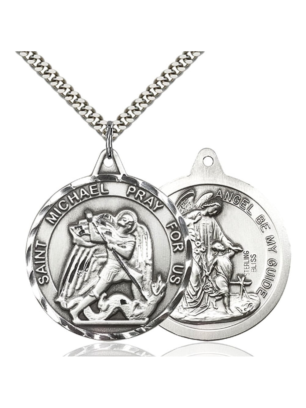 Sterling Silver St. Michael the Archangel Pendant 1 3/8 x 1 1/4 inches ...