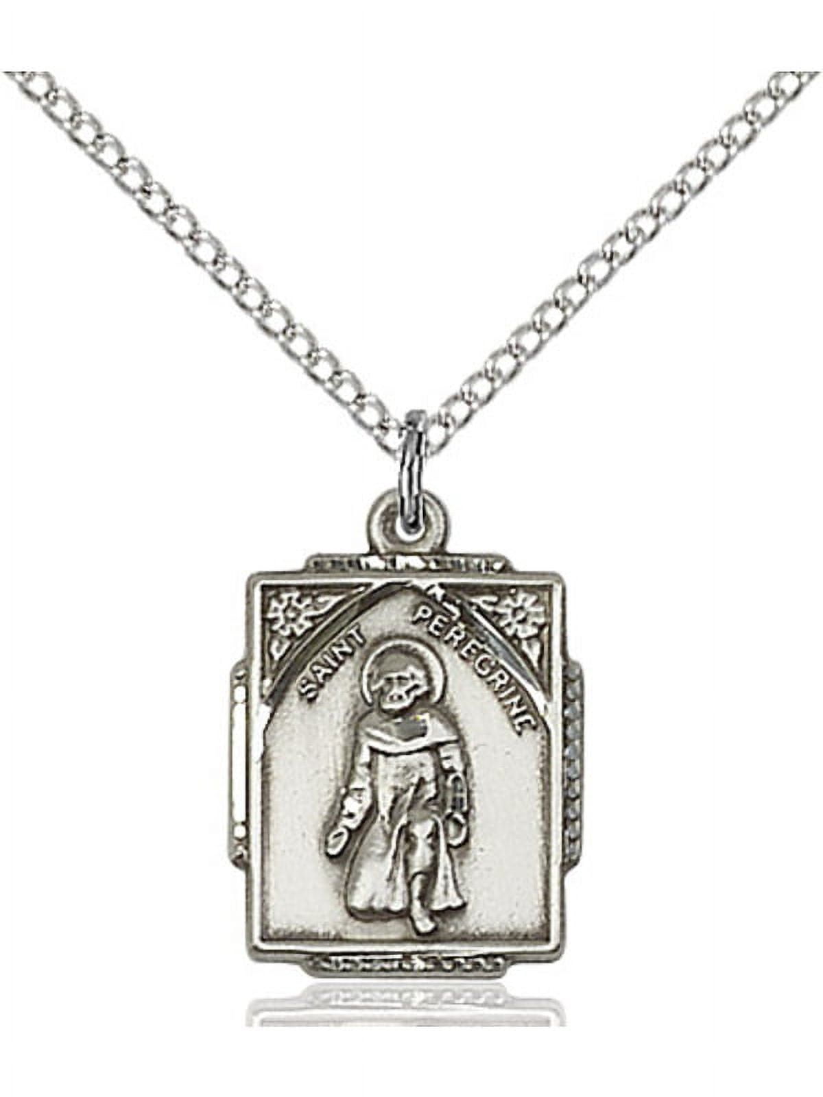 Sterling Silver St. Peregrine Pendant 3/4 X 1/2 inches with 18 inch ...
