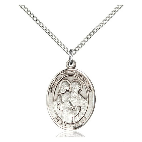 Sterling Silver St. Peter Pendant 3/4 x 1/2 inches with 18 inch ...