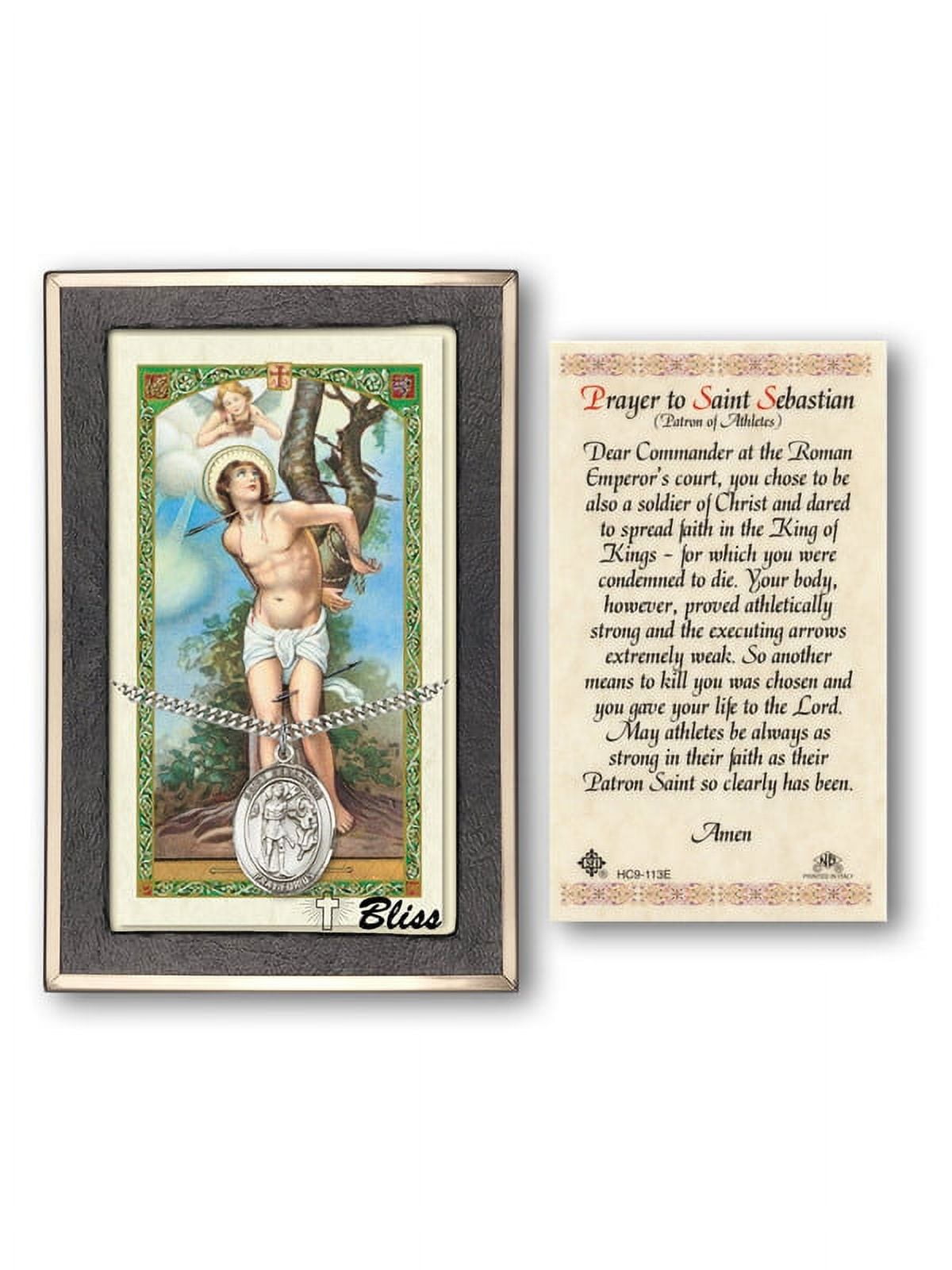 Sterling Silver St. Sebastian medal on an 24 inch Heavy Curb Chain with ...