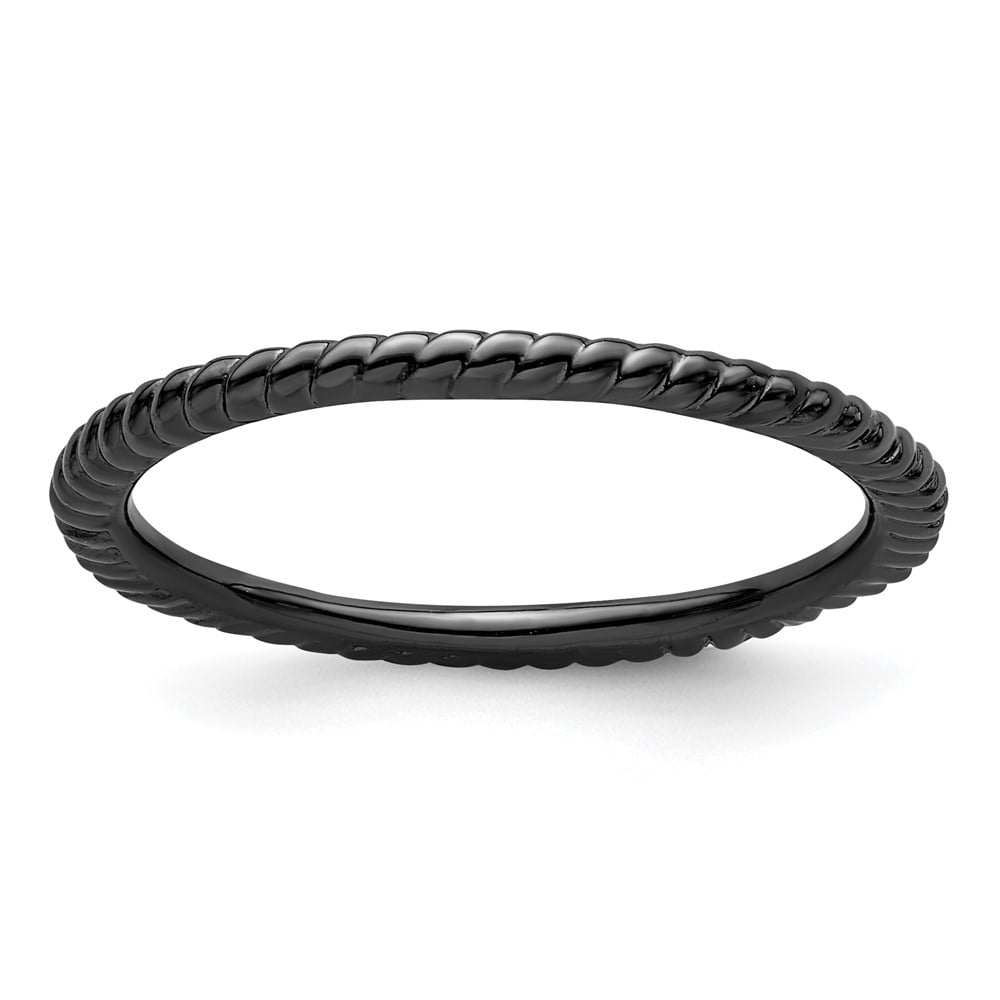 Sterling Silver Stackable Expressions Black-plated Twisted Ring ...