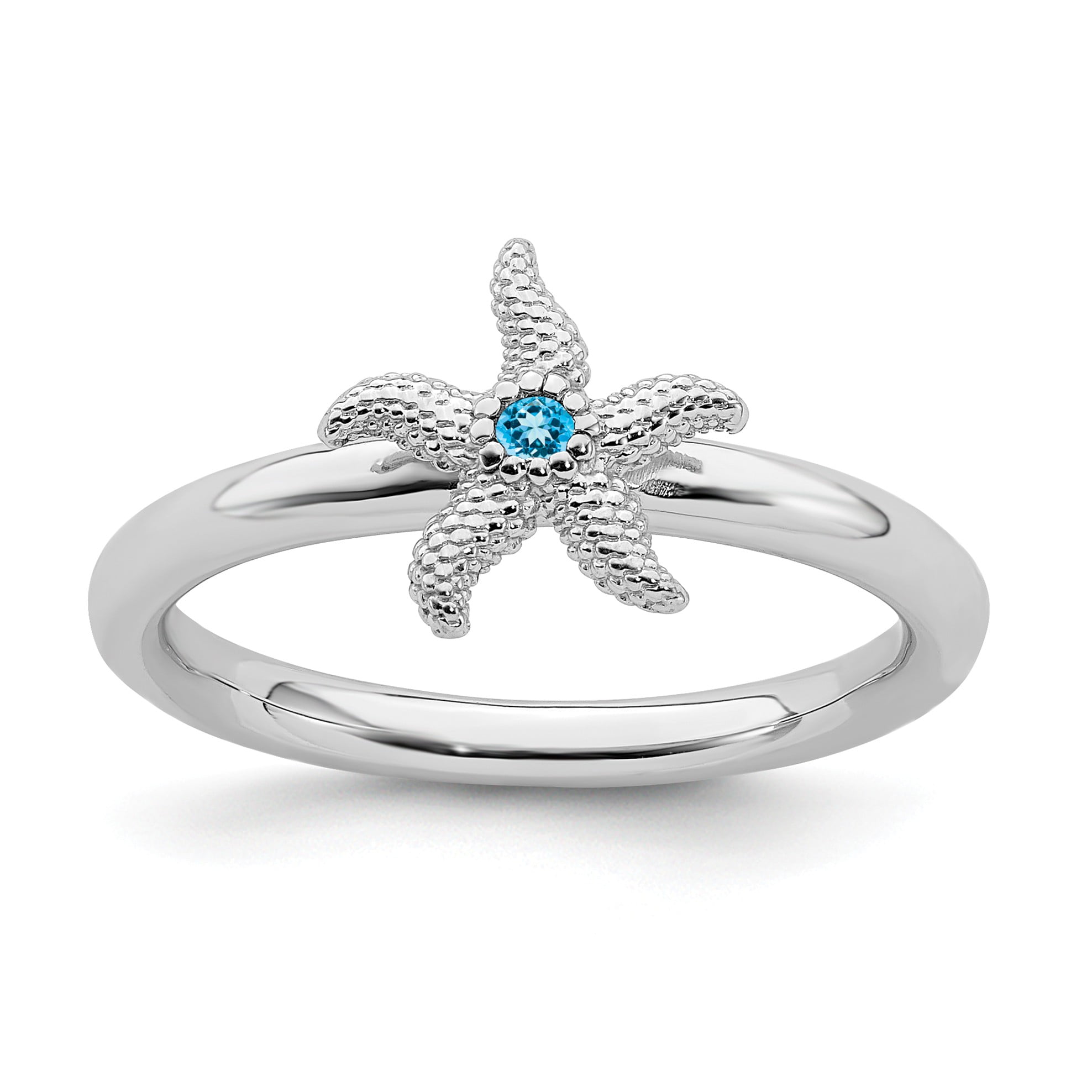 Sterling Silver Stackable Expressions Blue Topaz Starfish Ring - Size 5 ...