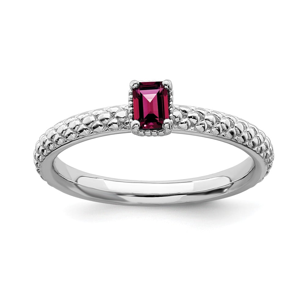 Sterling Silver Stackable Expressions Created Ruby Single Stone Ring ...