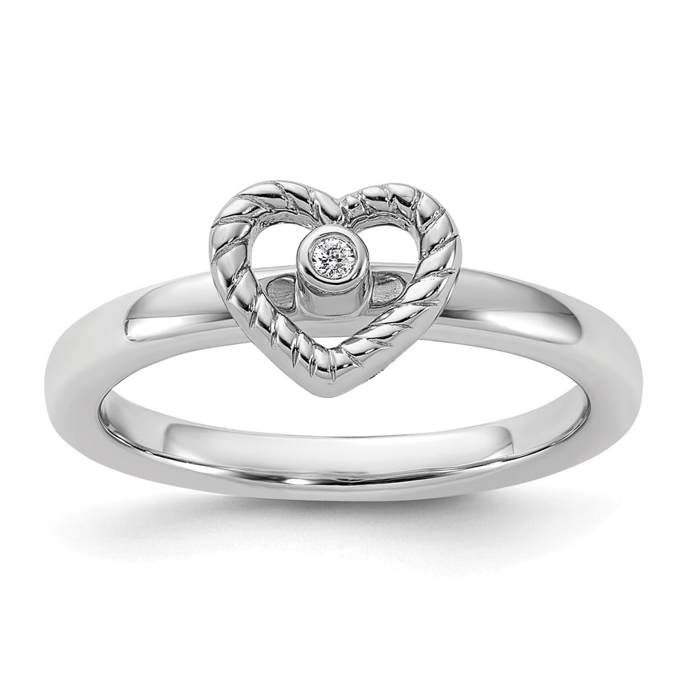 Sterling Silver Stackable Expressions Heart Diamond Ring - Walmart.com