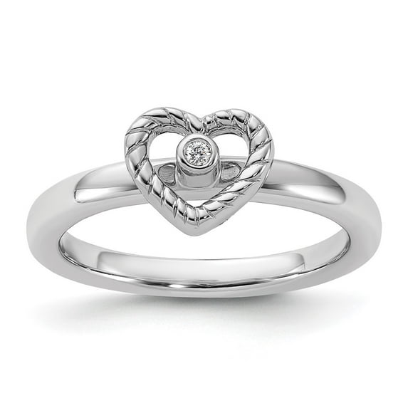 Sterling Silver Stackable Expressions Heart Diamond Ring - Walmart.com
