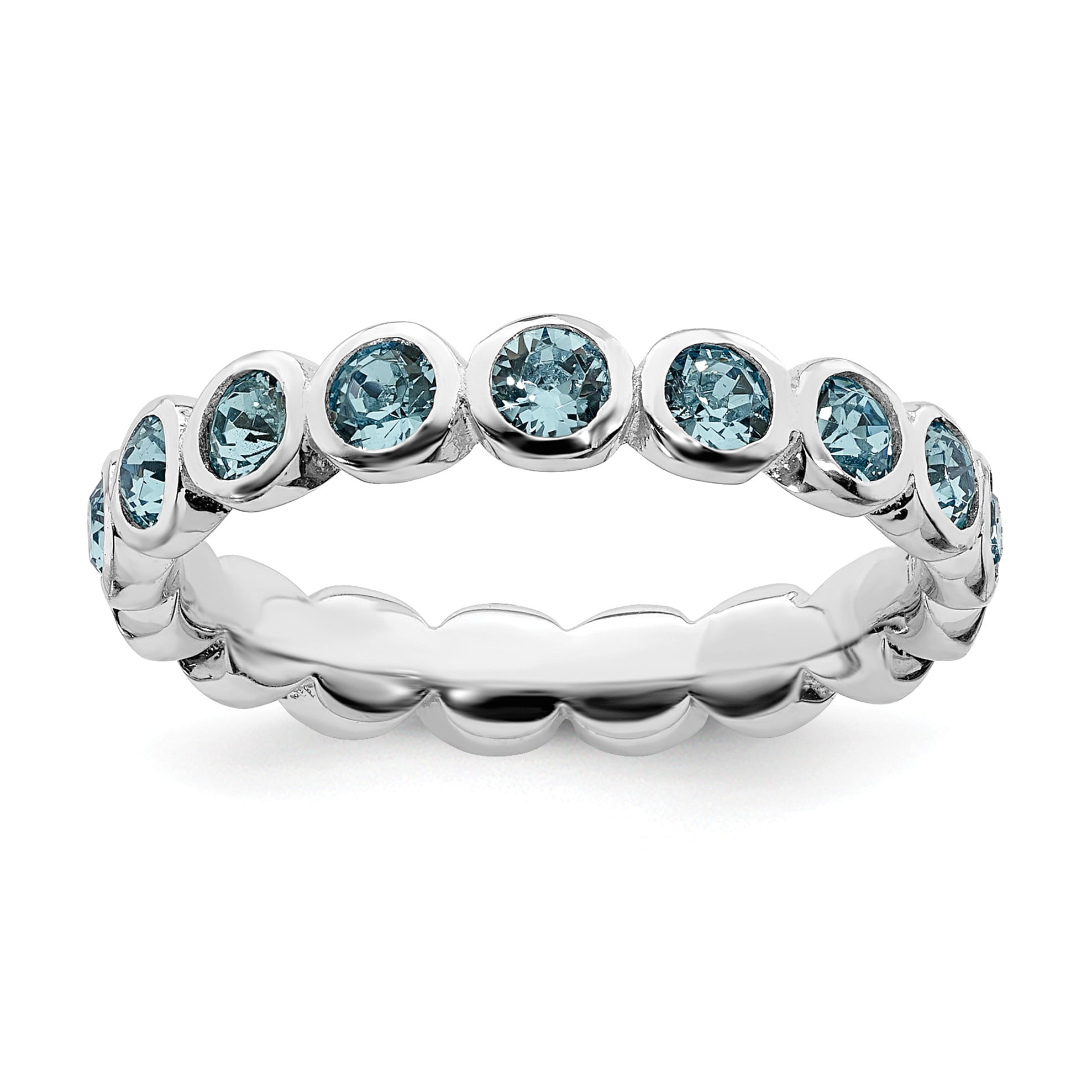 Sterling Silver Stackable Expressions March Swarovski Ring - Size 8 ...