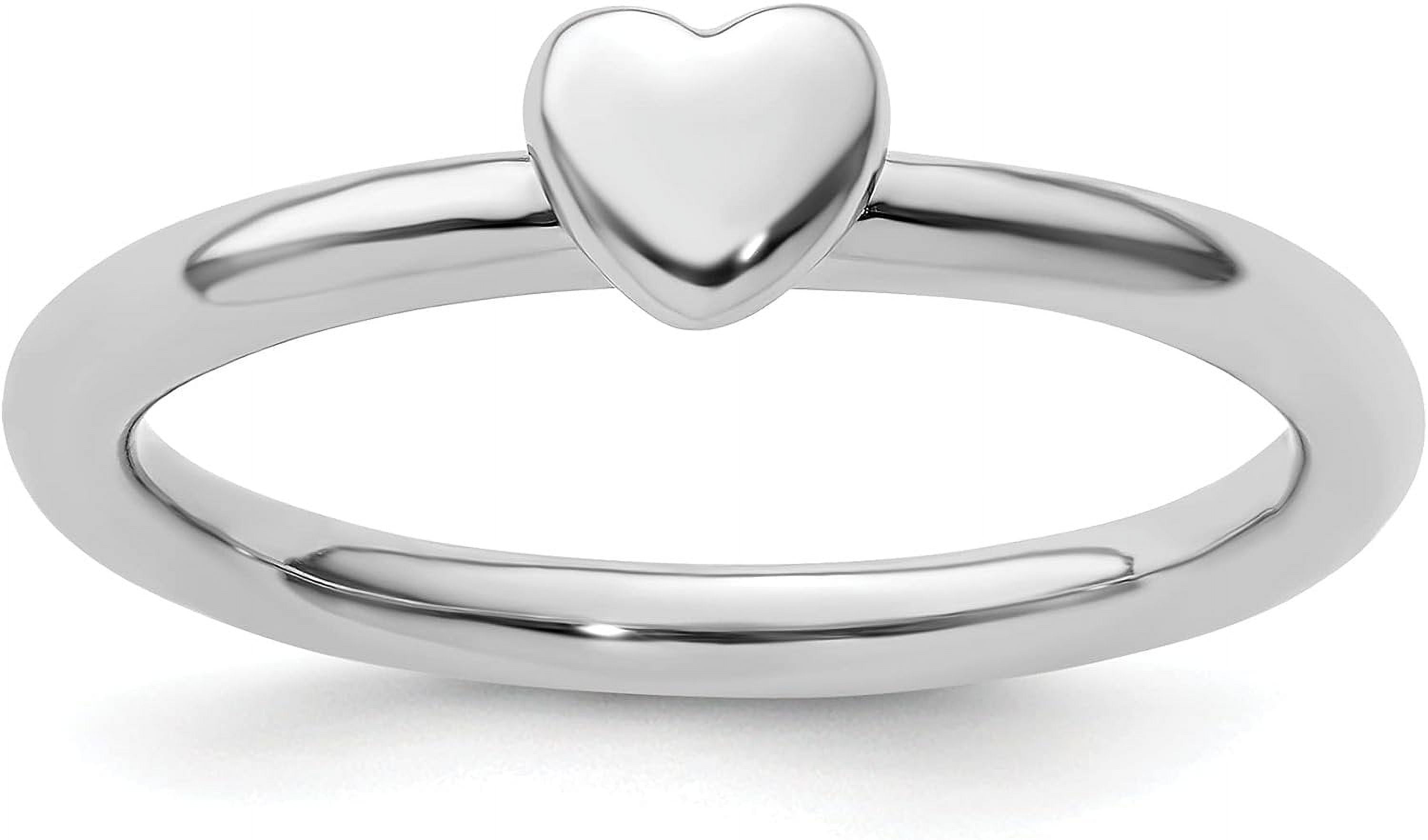 Sterling Silver Stackable Expressions Rhodium Puffed Heart Ring - Ring ...