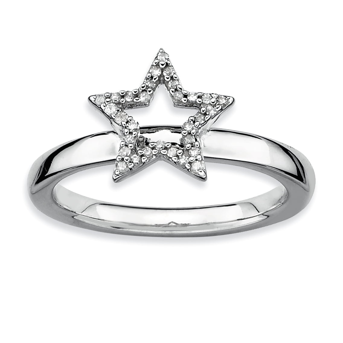 Sterling Silver Star Diamond Ring - Walmart.com