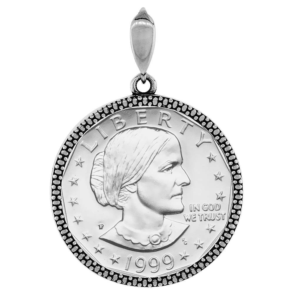 Sterling Silver Susan B. Anthony Bezel Sacagawea 26 mm Coins Prong Back ...