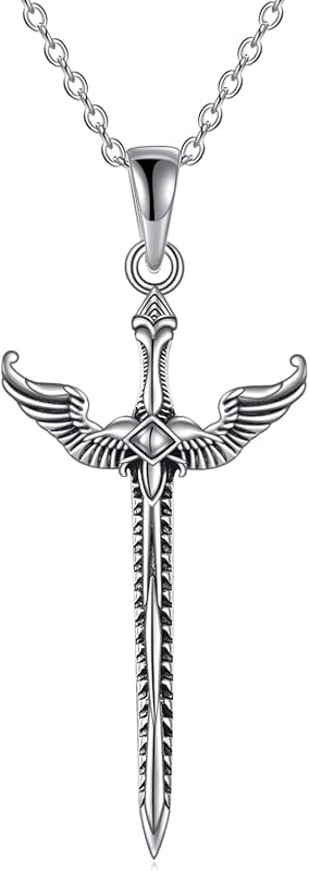 Sterling Silver Sword Pendant Necklace Sword Crown Pnedant Necklace for ...