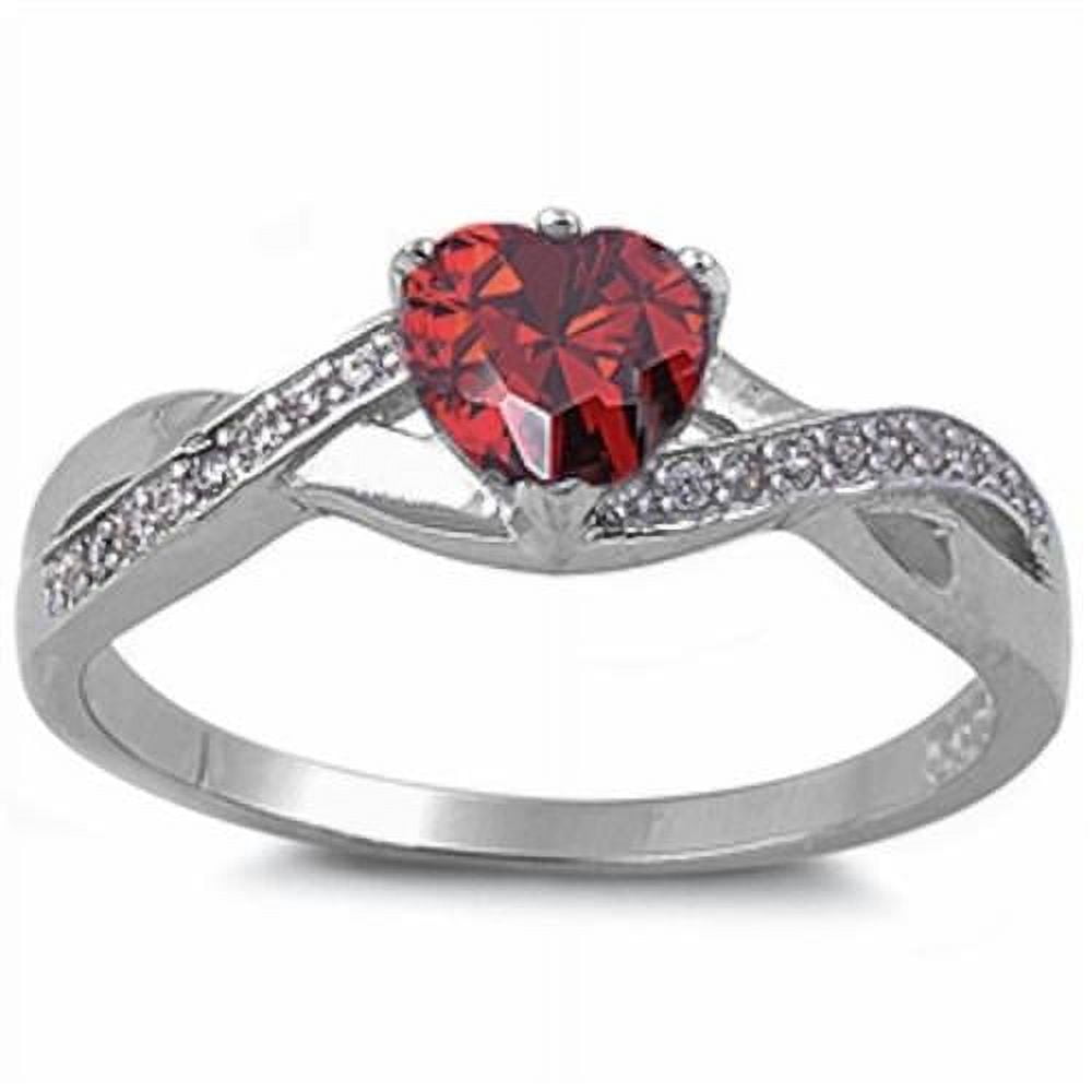 Sterling Silver Synthetic Garnet CZ Infinity Heart Ring Size 7 ...