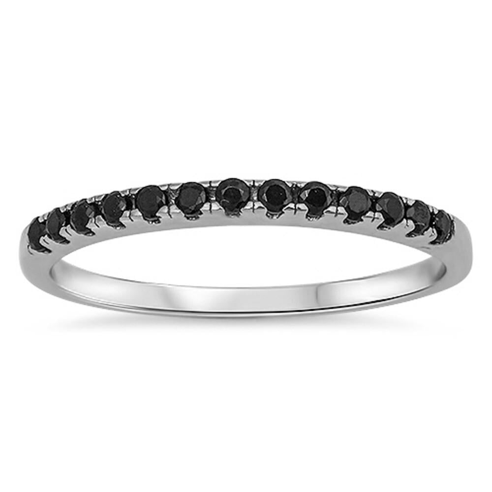 Sterling Silver Synthetic Onyx Halfway Eternity Band Ring Size 4 - Walmart.com