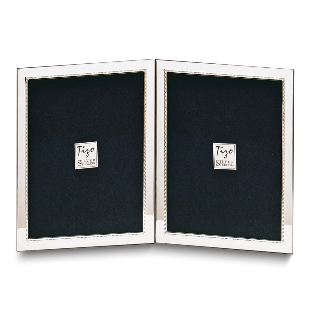 Sterling Silver Tarnish Resistant Narrow Portrait Hinged Beaded Double ...