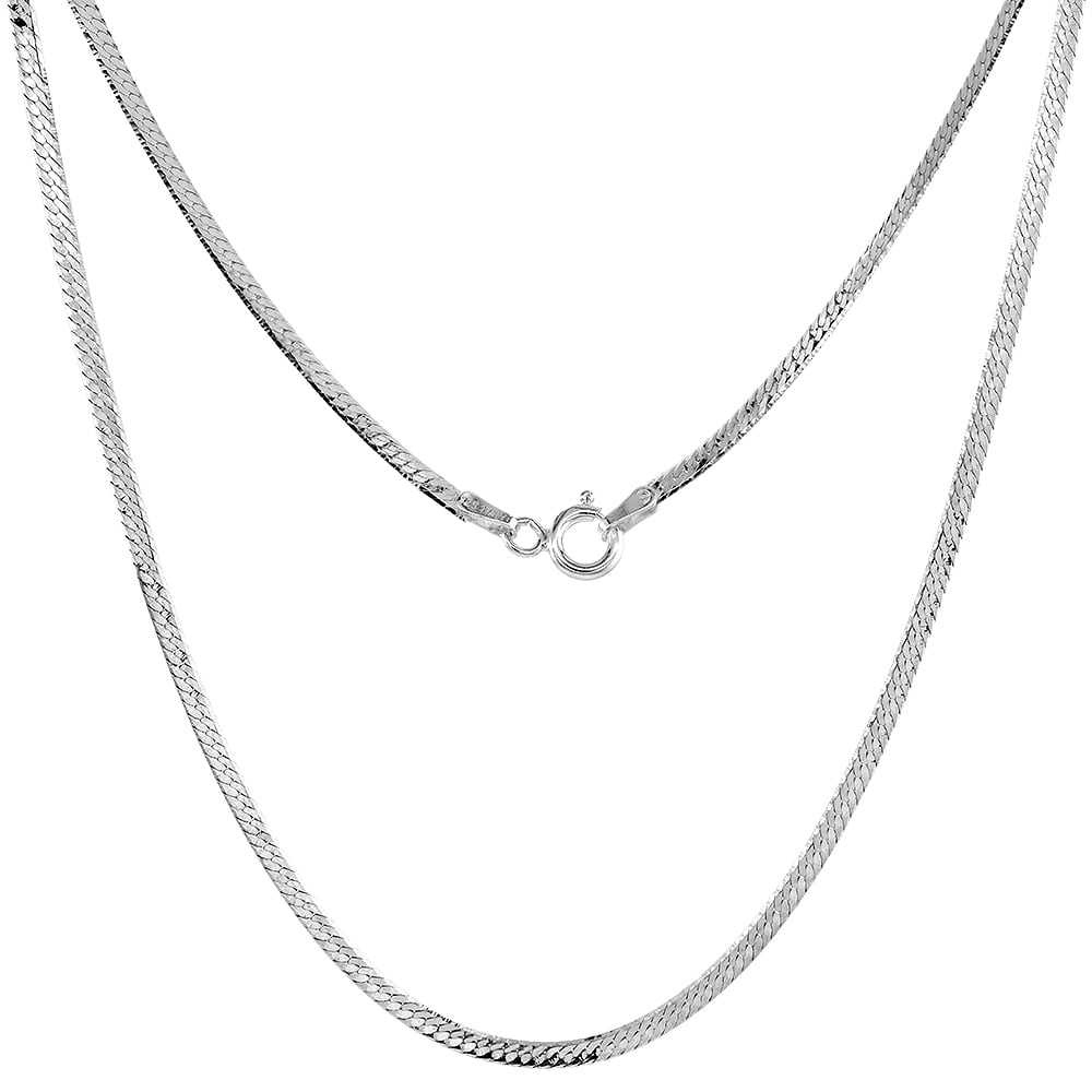 Sterling Silver Thin Herringbone Chain Necklace 2mm thin Nickel Free ...