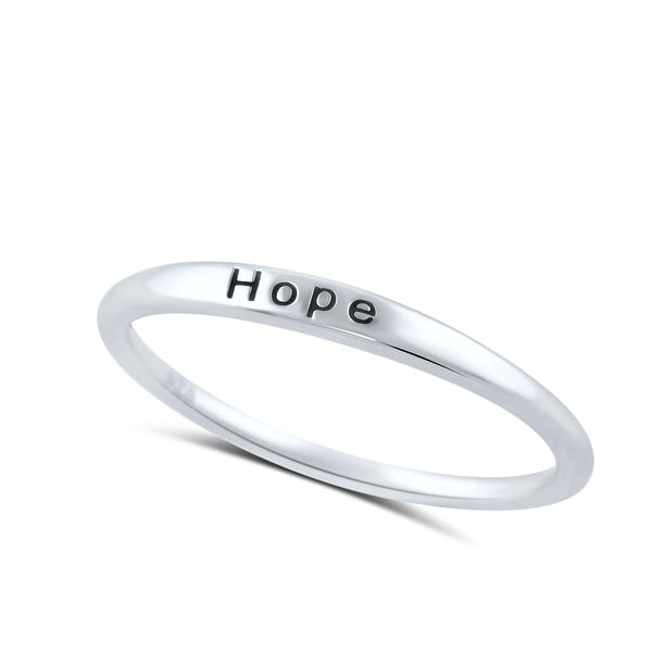 Sterling Silver Thin Stackable Hope Ring for Women and Teens - Size 4 ...