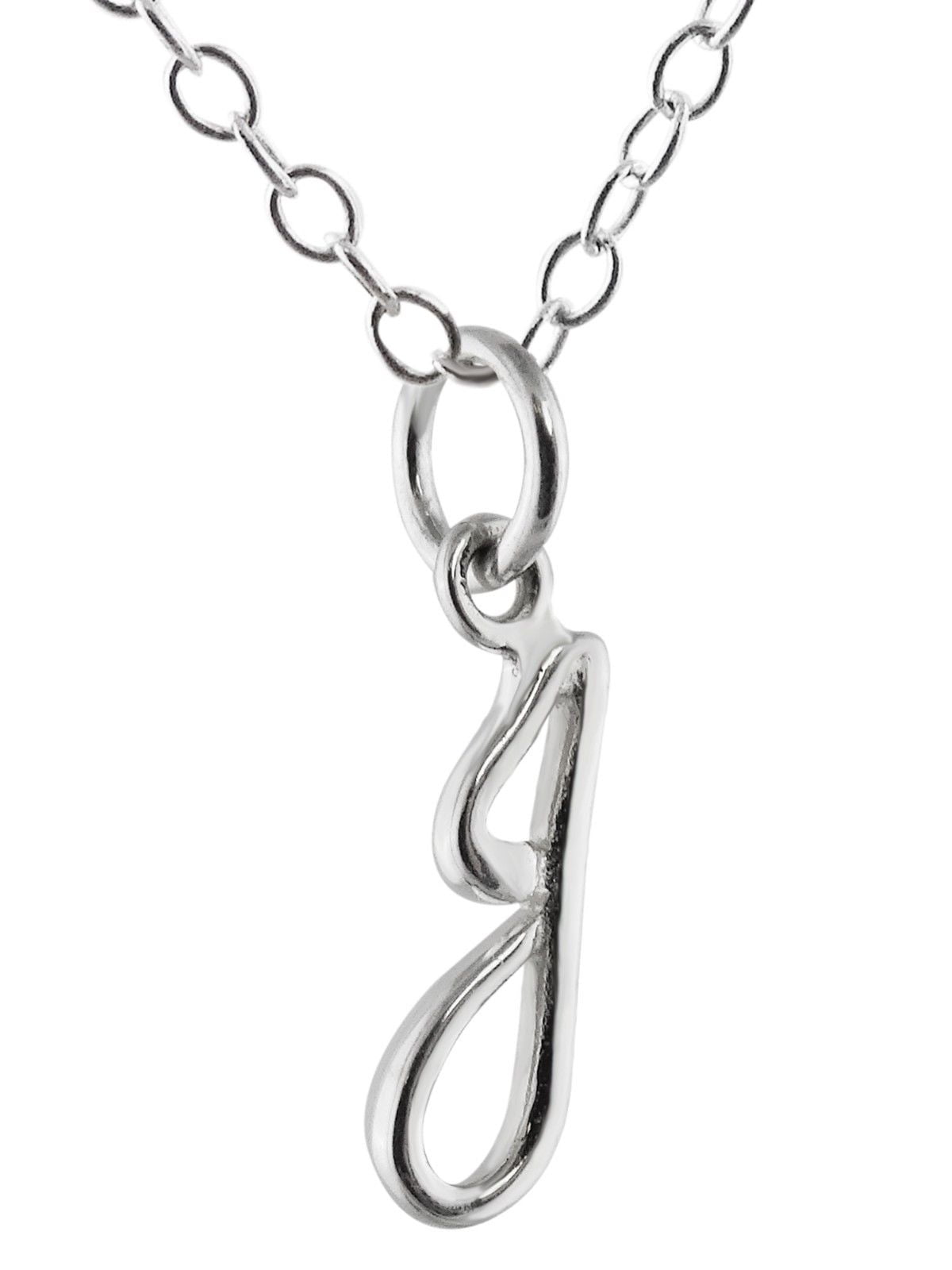 Sterling Silver Tiny Initial Letter J Charm Necklace, 18" Chain ...