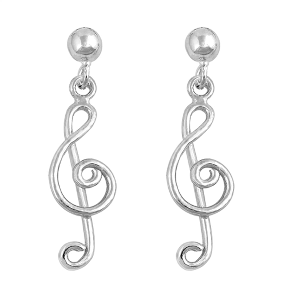 Sterling Silver Treble Clef Music Note Filigree Swirl Spiral Earrings ...