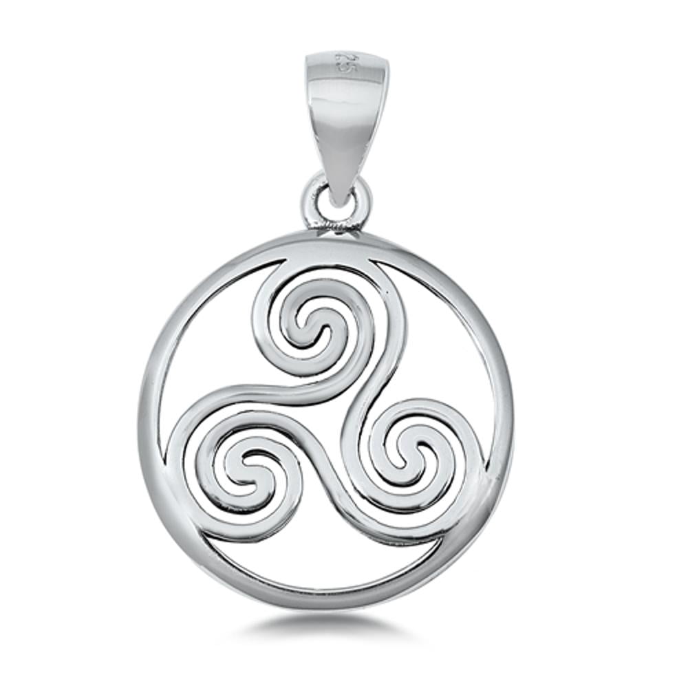 Sterling Silver Trinity Spiral Pendant Triquetra Filigree Swirl Hoop ...