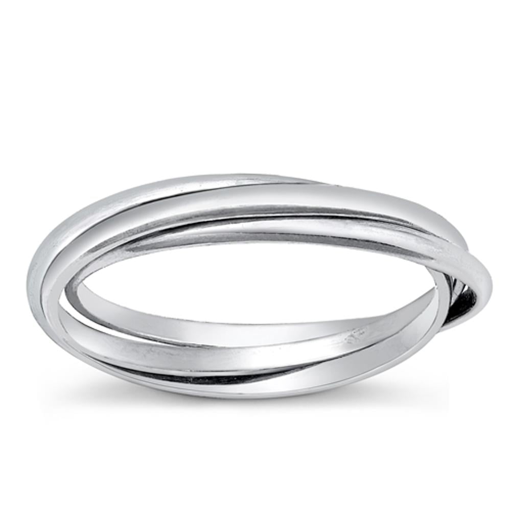 Sterling Silver Triple Rolling Ring .925 Interlocking Band Jewelry ...