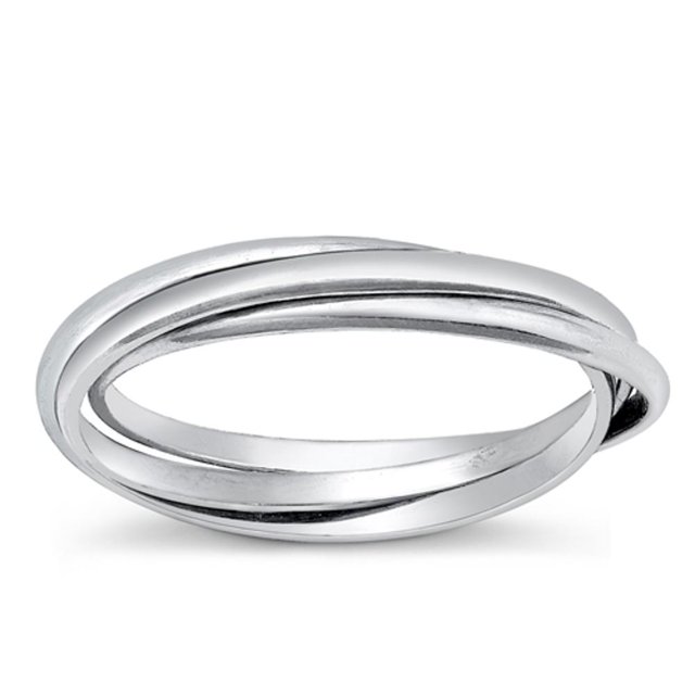 Sterling Silver Triple Rolling Ring .925 Interlocking Band Jewelry ...