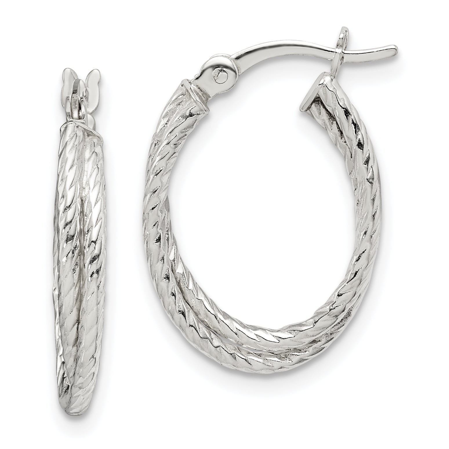 Sterling Silver Twisted Hoop Earrings - Walmart.com