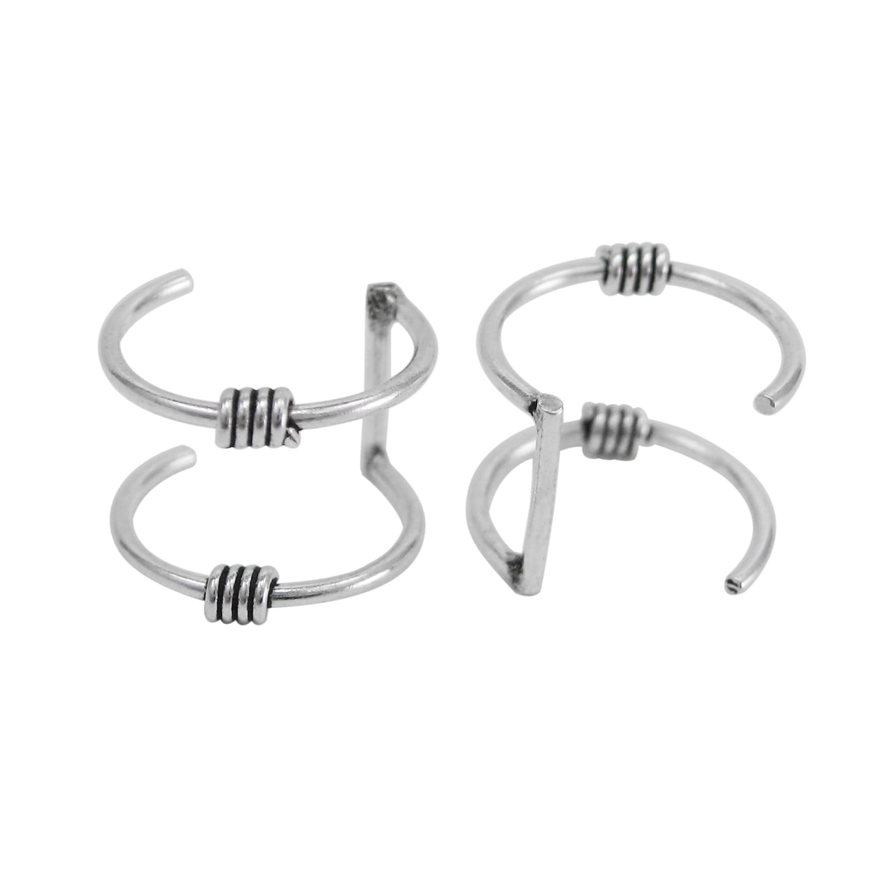 Sterling Silver Two Wire Bars With a Twist Ear Cuff, One Piece ...
