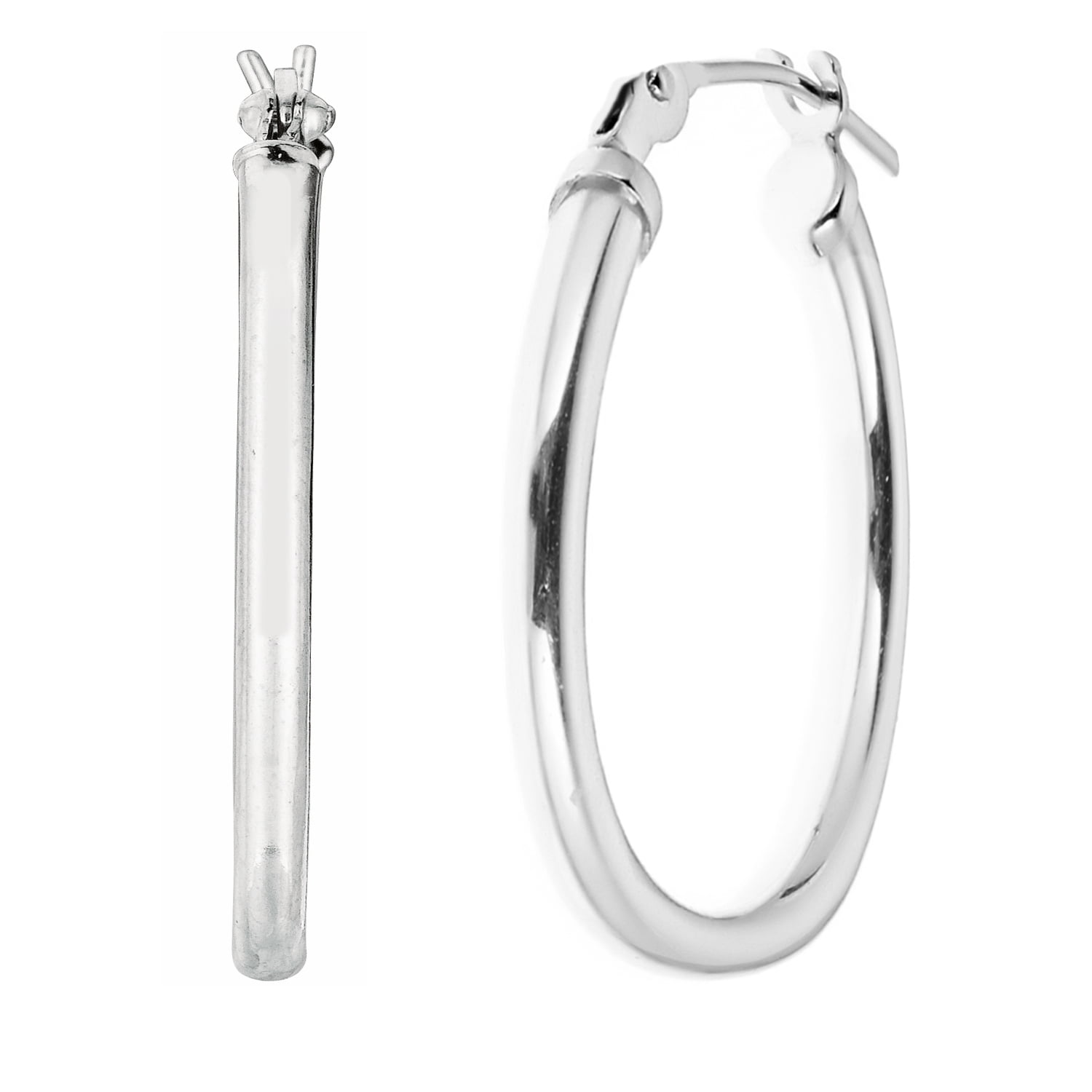 Sterling Silver U Tubular Large Female Oval Hoop Earrings 20x40 Mm ...