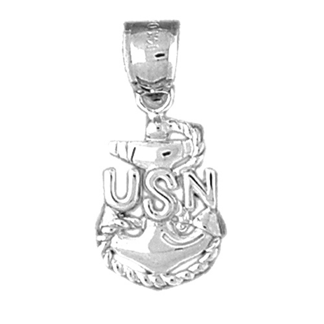 Jewels Obsession Sterling Silver United States Navy Logo Pendant ...