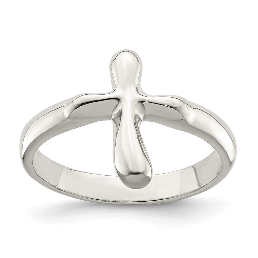 Sterling Silver Vertical Tiny Freeform Cross Ring - Walmart.com