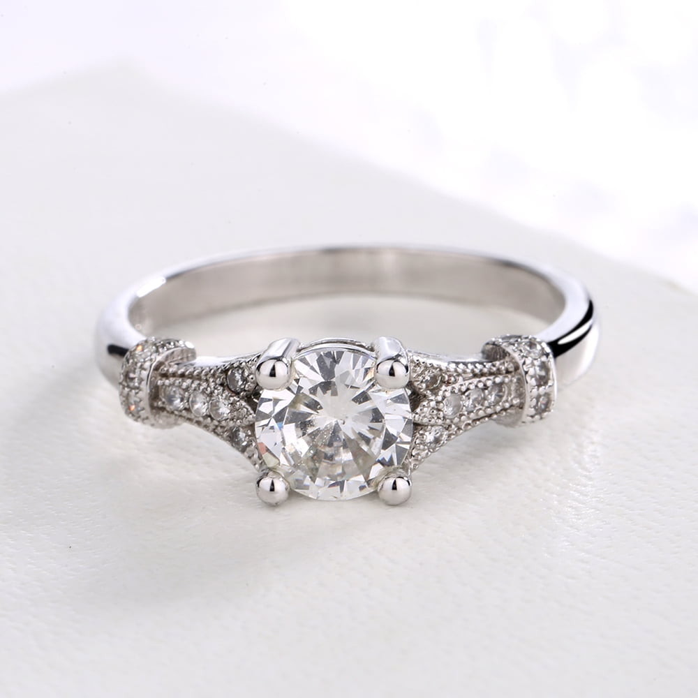Sterling Silver Vintage Engagement Ring with crystals from Swarovski ...