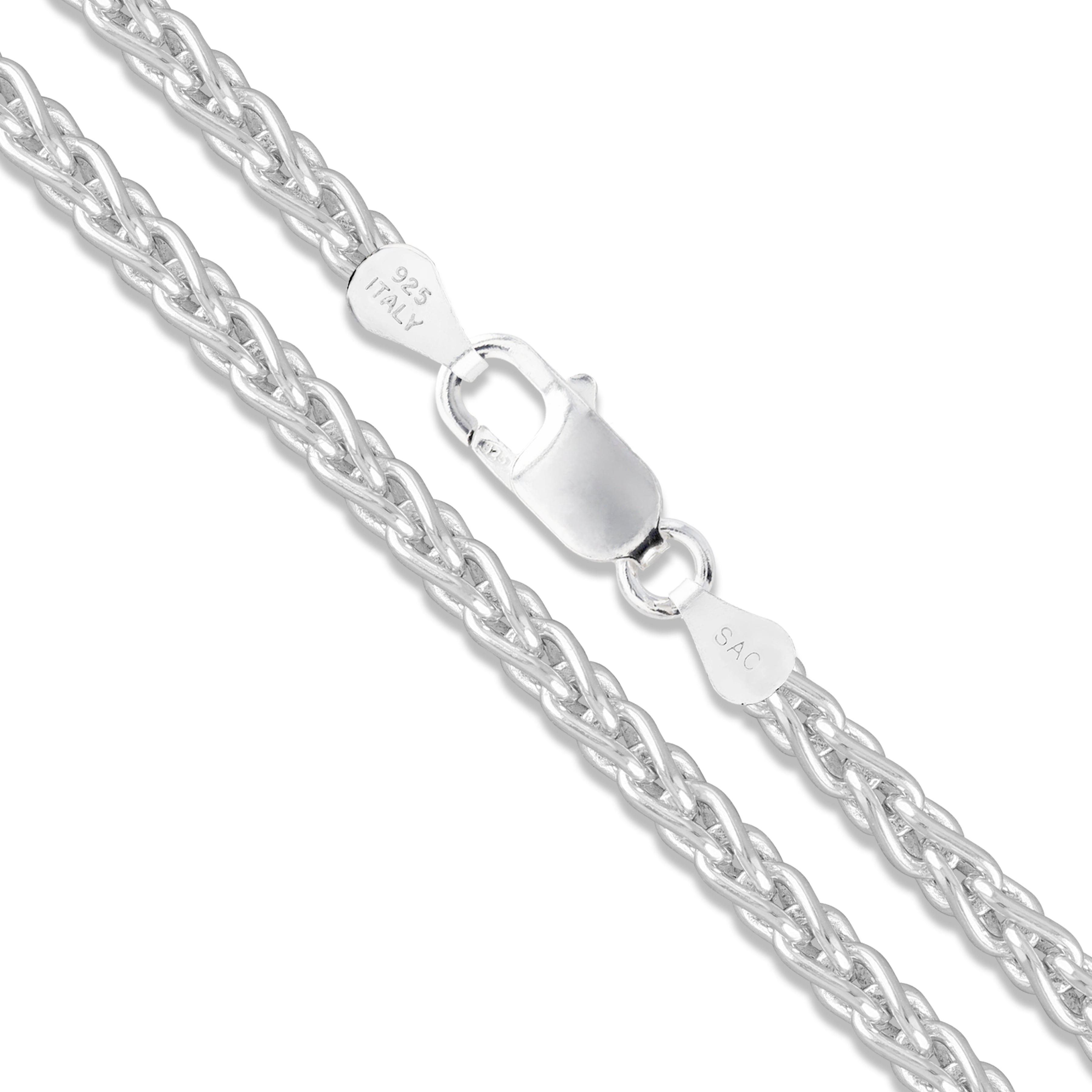 Sterling Silver Wheat Chain 3.4mm Solid 925 Italy Foxtail Spiga ...