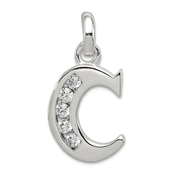 FJC Finejewelers Sterling Silver White Cubic Zirconia Initial C Pendant ...