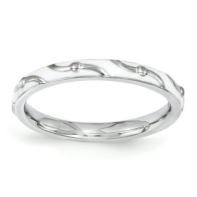 Sterling Silver White Enamel Ring - Walmart.com