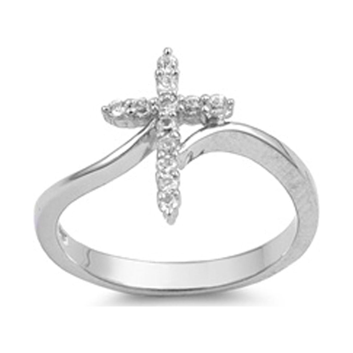 Sterling Silver Womens Flawless Colorless Cubic Zirconia Christian