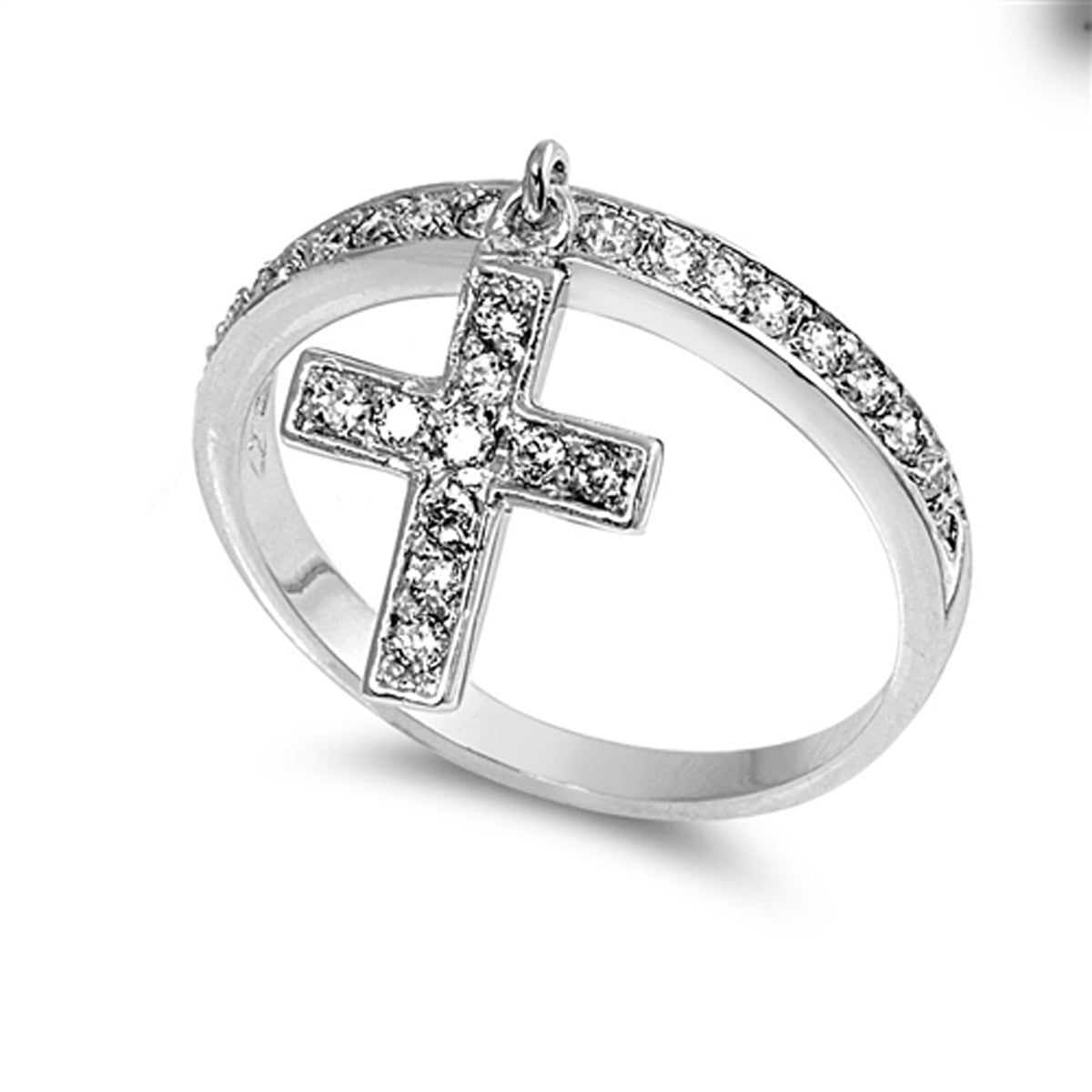 Sterling Silver Womens Flawless Colorless Cubic Zirconia Dangling