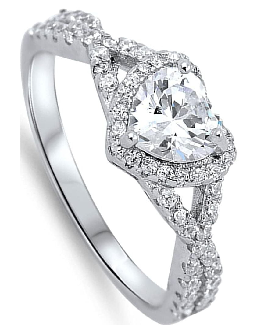 Sterling Silver Womens Flawless Colorless Cubic Zirconia Infinity Knot