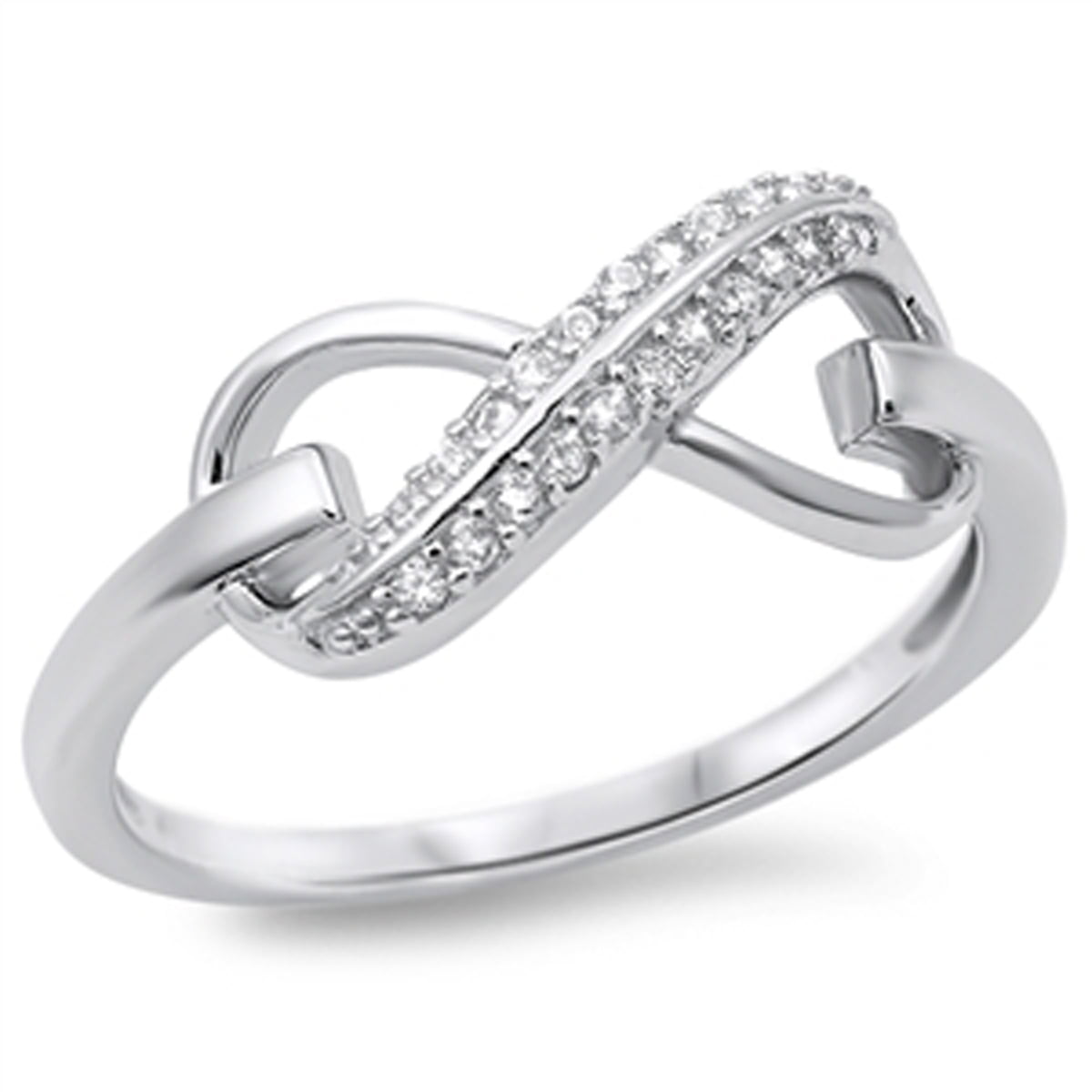 Sterling Silver Womens Flawless Colorless Cubic Zirconia Knot Infinity