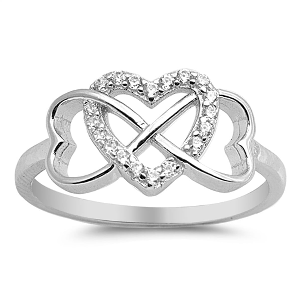 Sterling Silver Womens Flawless Colorless Cubic Zirconia Promise