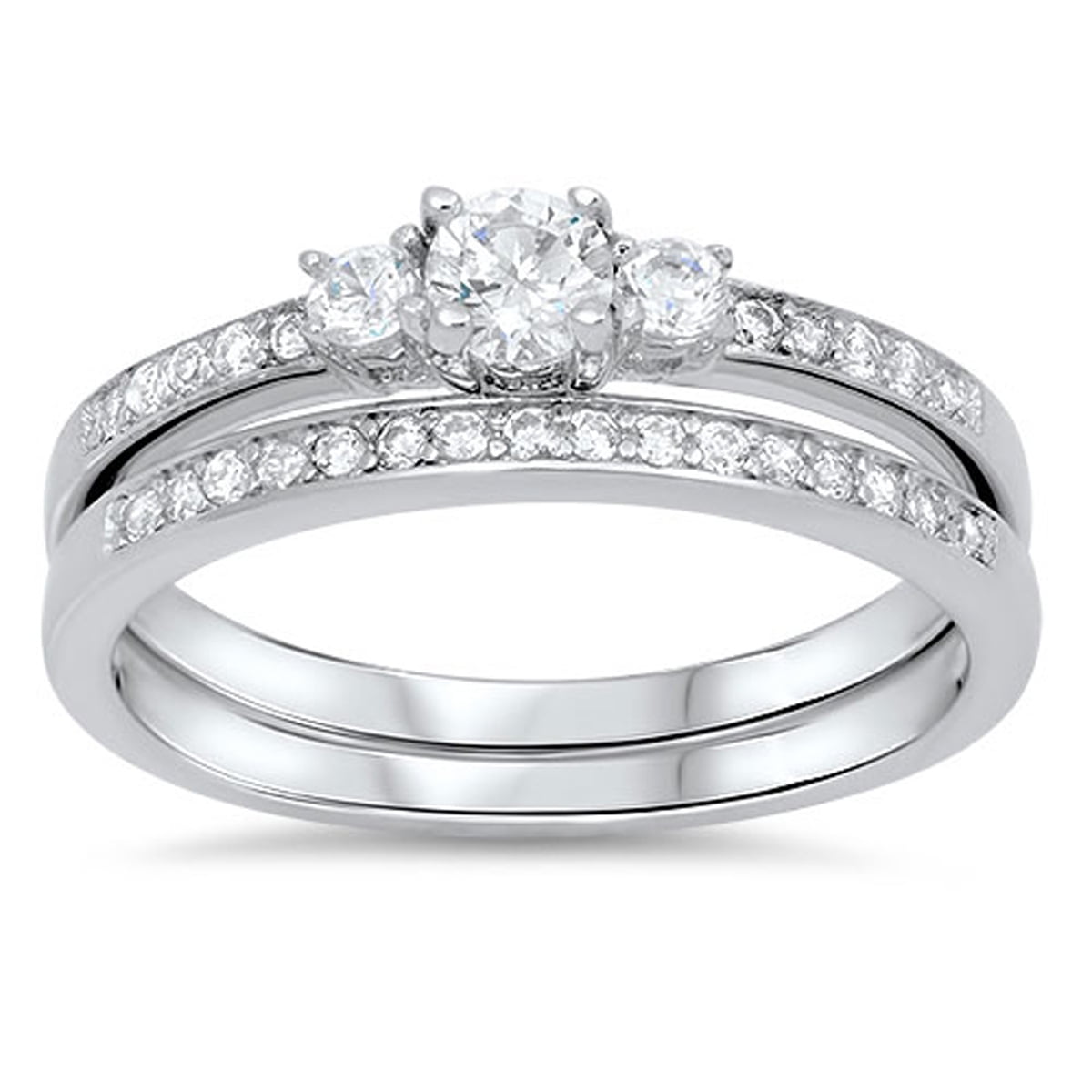 Sterling Silver Womens Flawless Colorless Cubic Zirconia Round