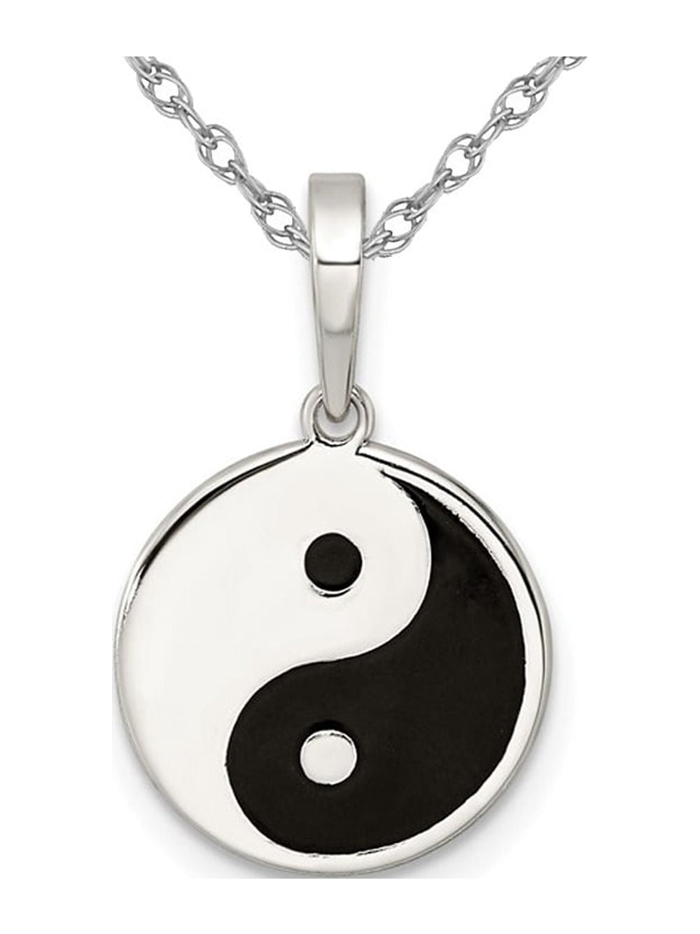 Gem & Harmony Sterling Silver Yin Yang Charm Pendant Necklace with ...