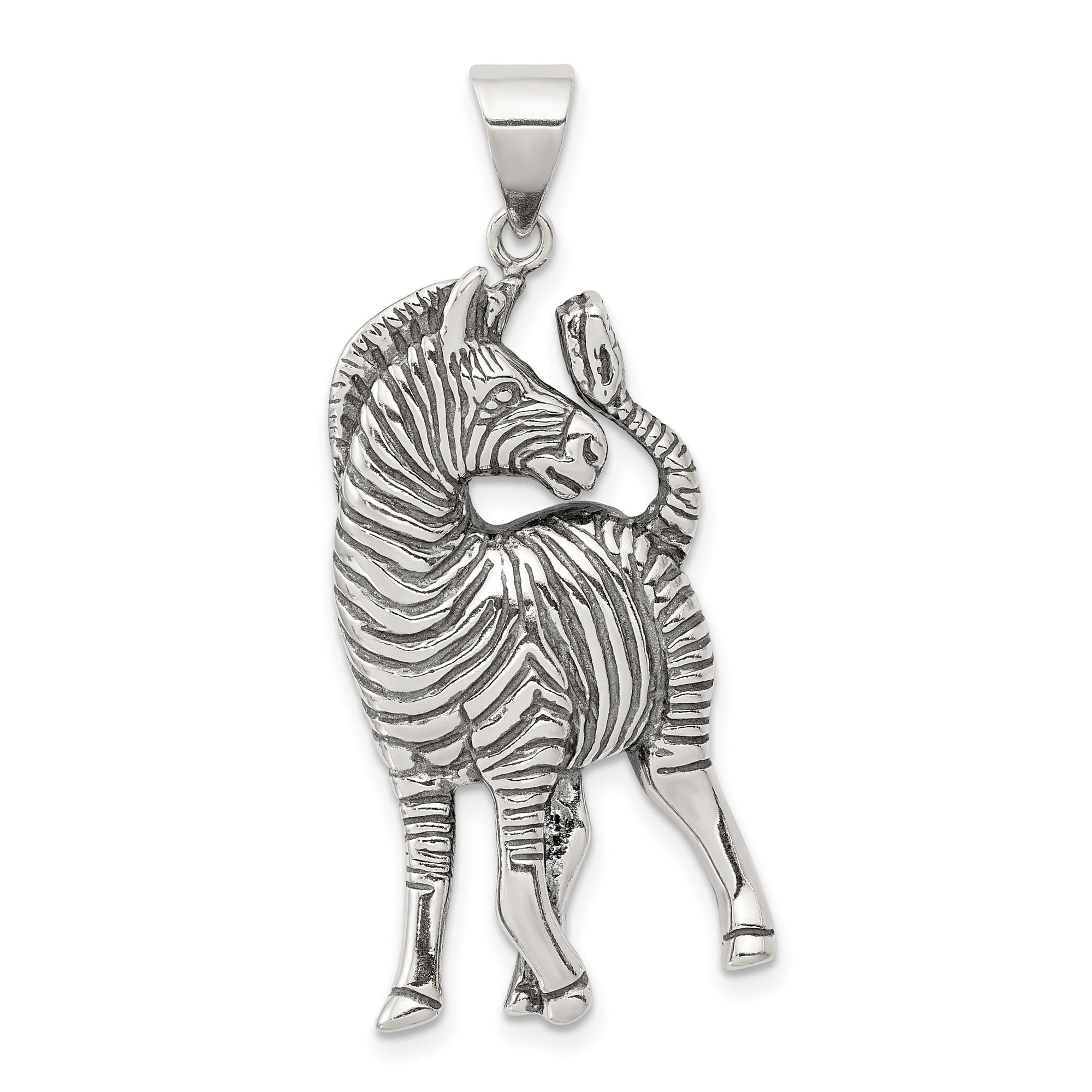 Sterling Silver Zebra Pendant Necklace for Women, Realistic Wildlife ...