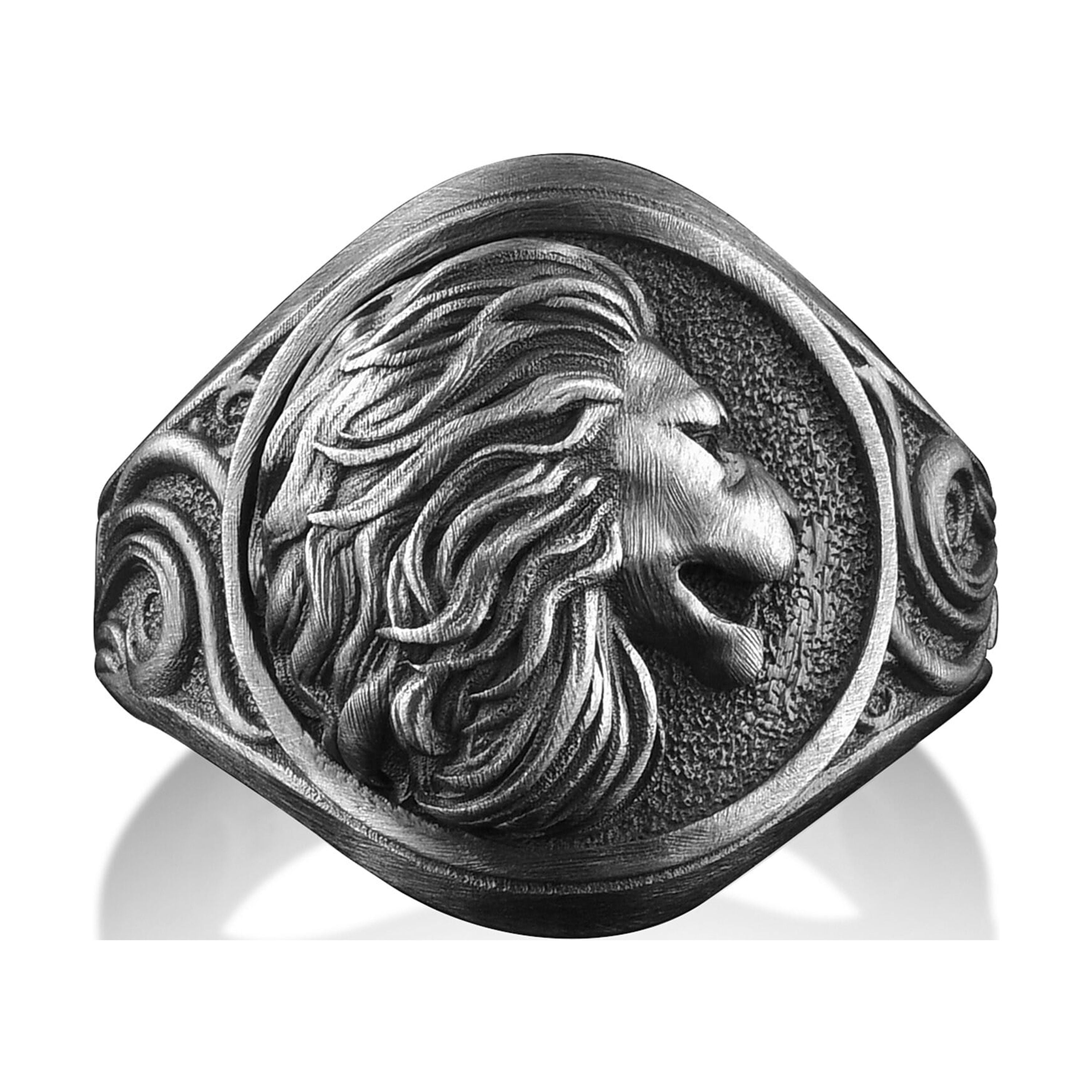 Sterling Silver Zodiac Leo Signet Ring For Men, Lion Men Ring with Victorian Pattern, Lion ...