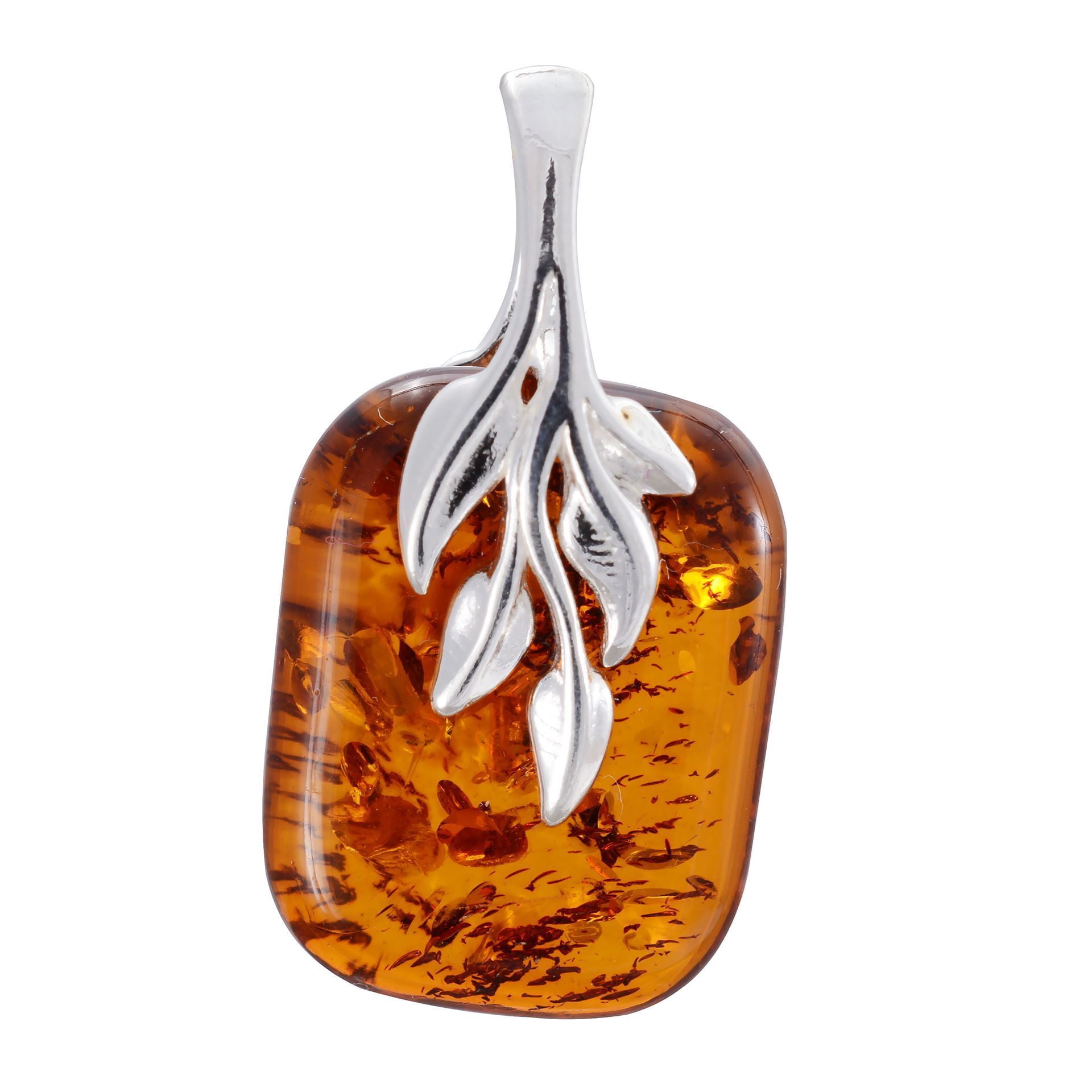Sterling Silver and Baltic Honey Amber Pendant "Fern" - Walmart.com