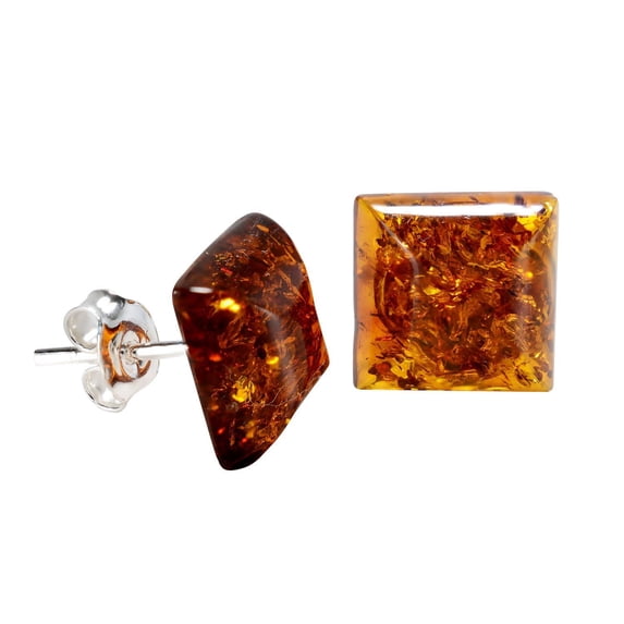 Baltic Honey Amber Square Stud Earrings in Sterling Silver - Walmart.com